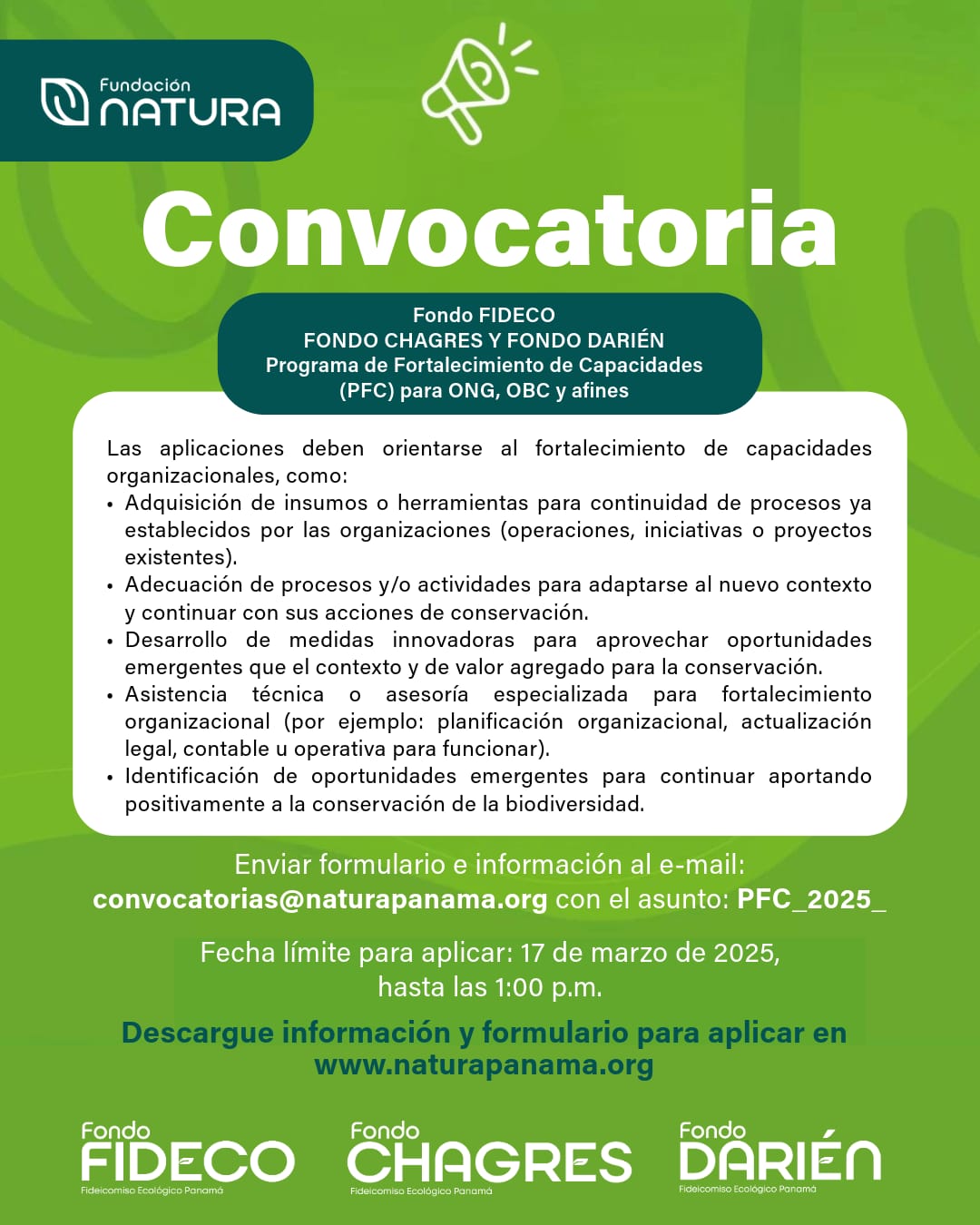 ANUNCIO DE CONVOCATORIA 2025 Programa de Fortalecimiento de Capacidades ...